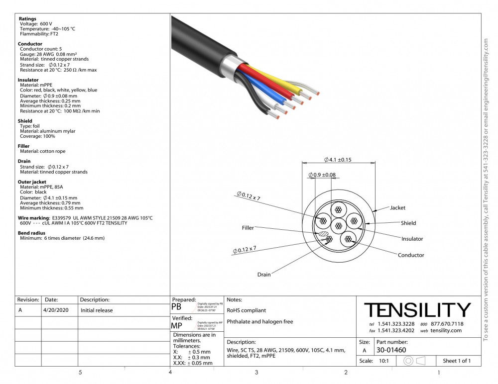 Tensility International 30-01460 cable drawing