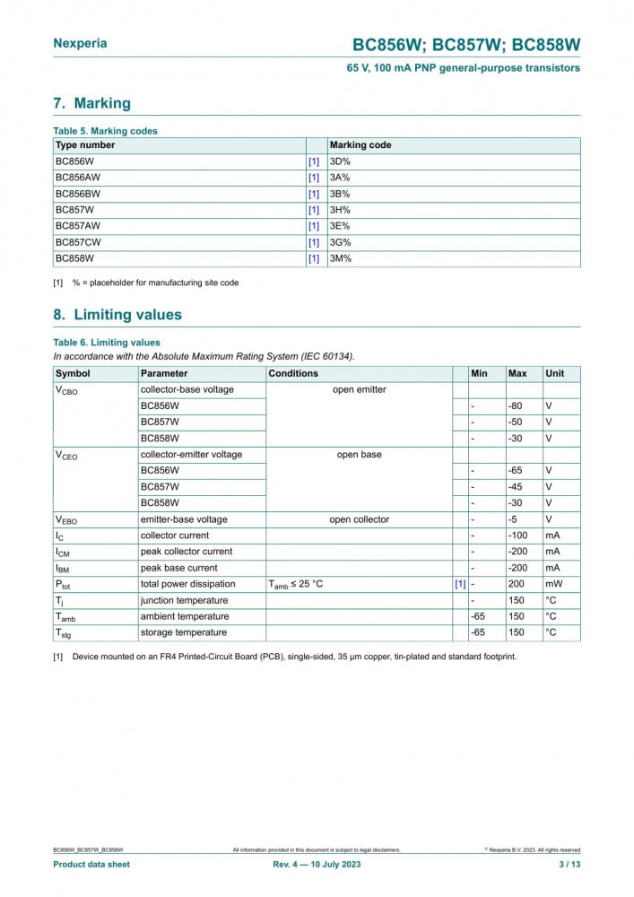 BC857BW datasheet page 3