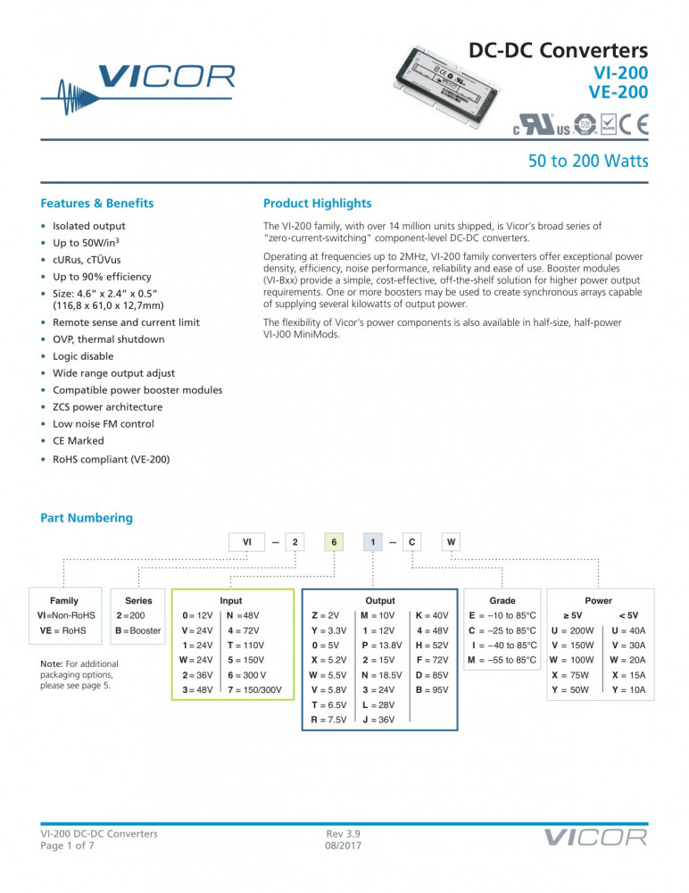 VICOR VI-200 documentation page 1