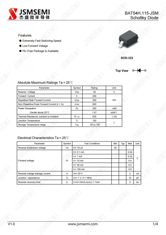 BAT54H,115-JSM datasheet page 1