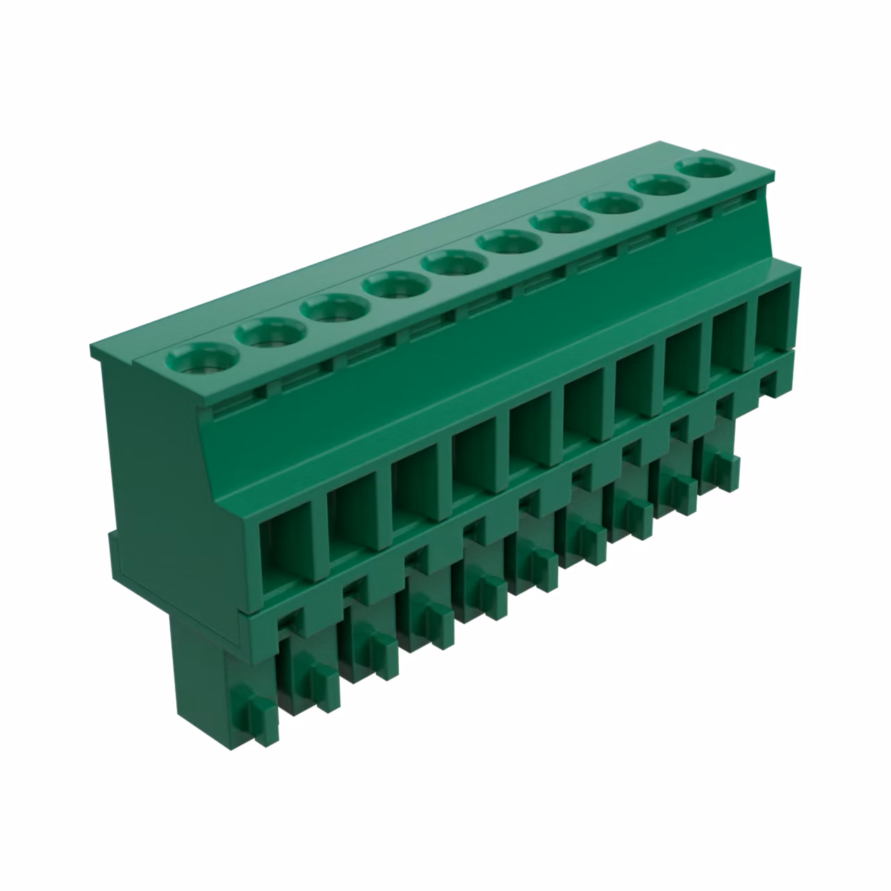 3.81mm Pitch Eurostyle Vertical Plug, with Reverse Imprinting, Front Wire Entry, Green Housing, 10 Circuits for sale