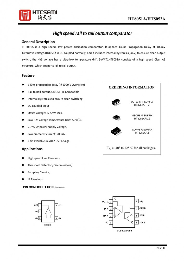 HT8052ARMZ datasheet page 1