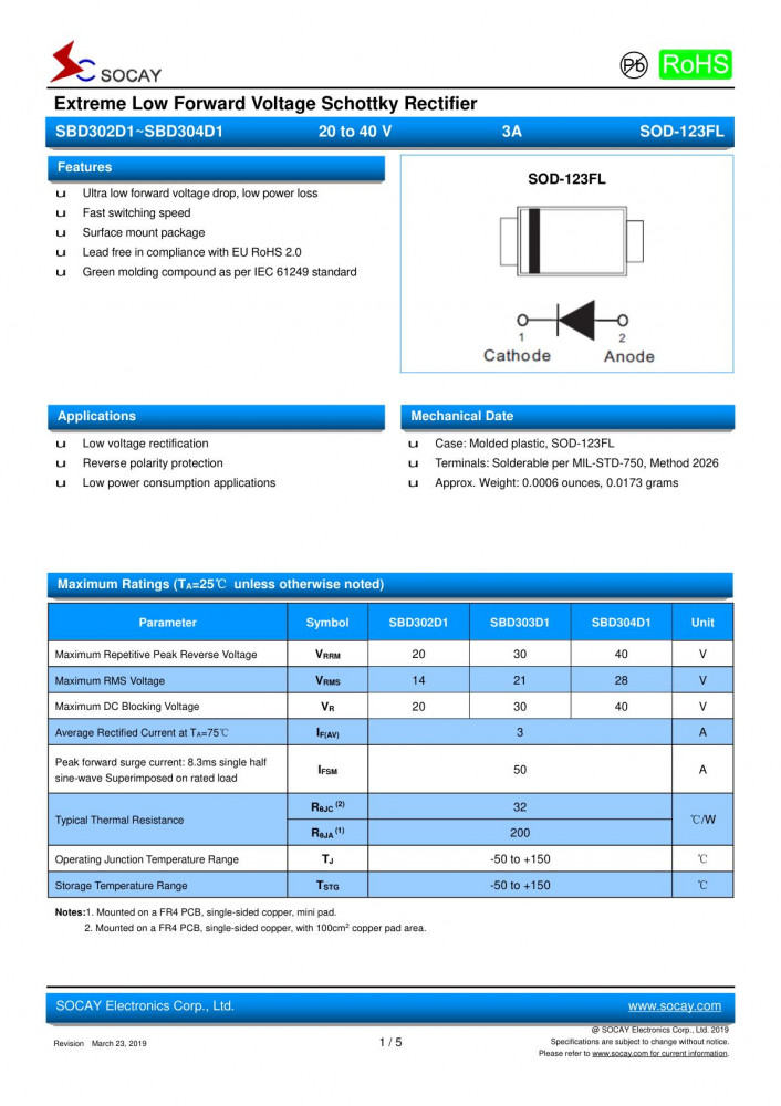SBD302D1 datasheet page 1