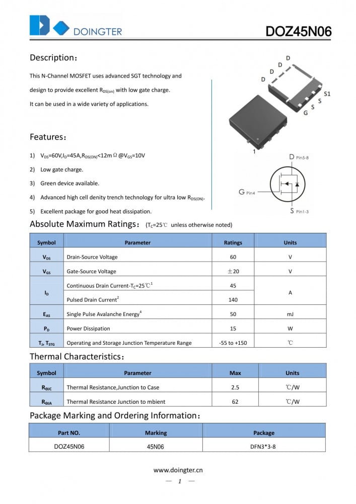 DOZ45N06 datasheet page 1