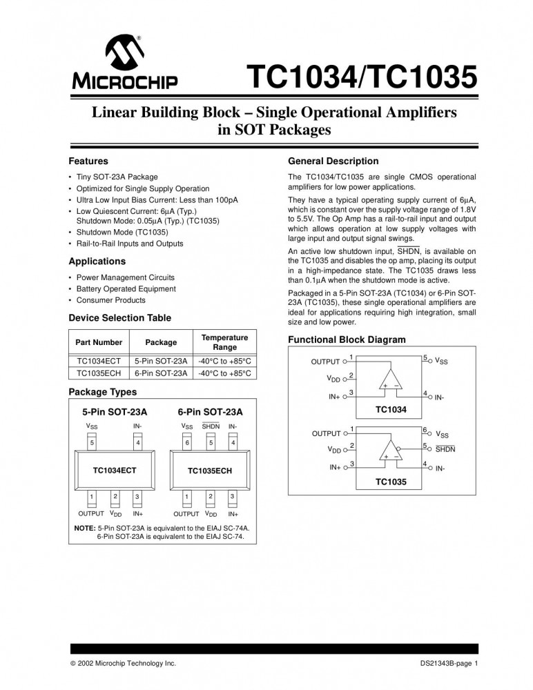 TC1034 datasheet page 1