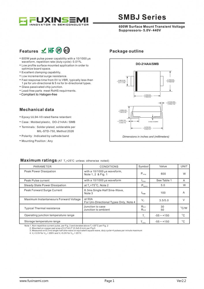 SMBJ24A datasheet page 1