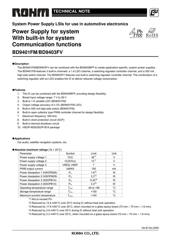 BD9401FM-E2 document page 1