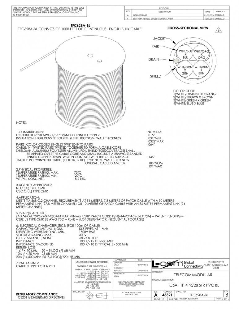 L-com TFC628A-BL technical drawing