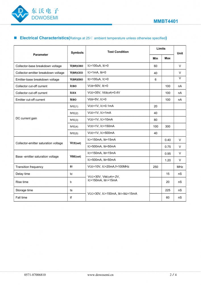 MMBT4401 datasheet page 2