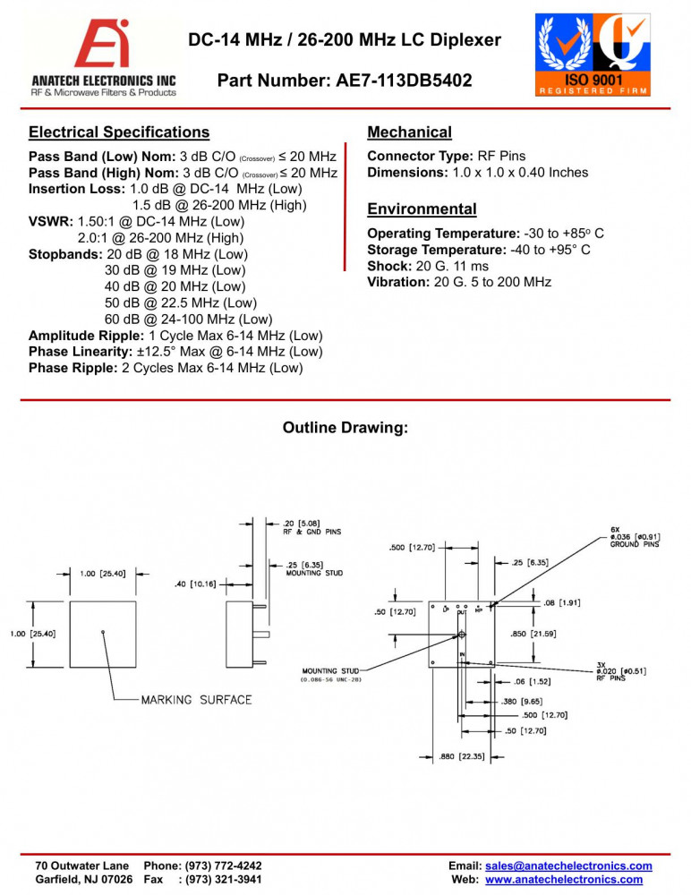 AE7-113DB5402 outline drawing