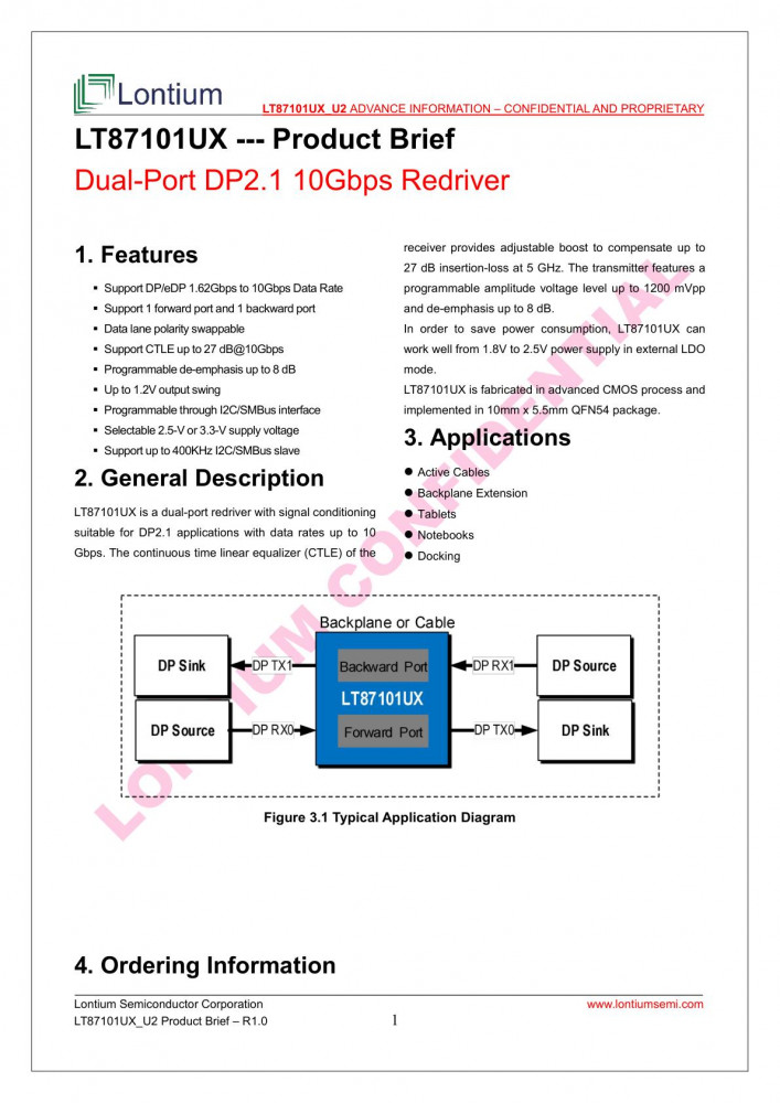LT87101UX product document page 1