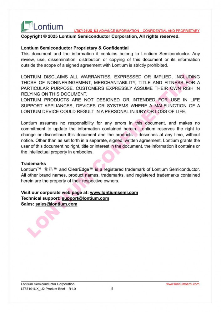 LT87101UX product document page 3