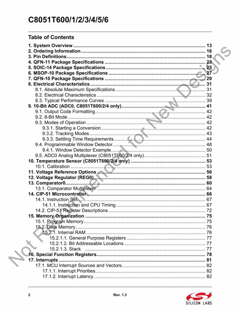 C8051T605 datasheet page 2