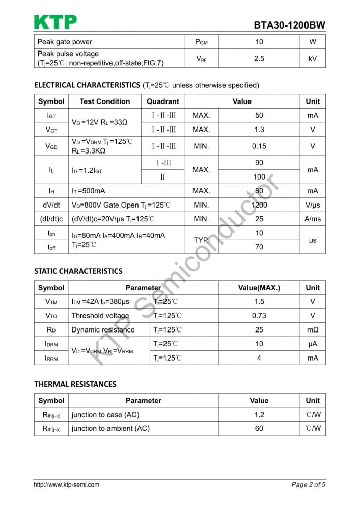 BTA30-1200BW datasheet page 2