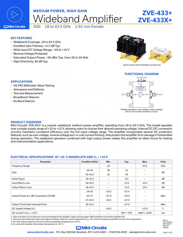 ZVE-433X+ datasheet page 1