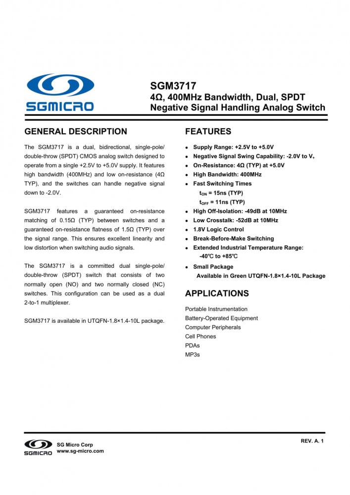 SGM3717 datasheet page 1