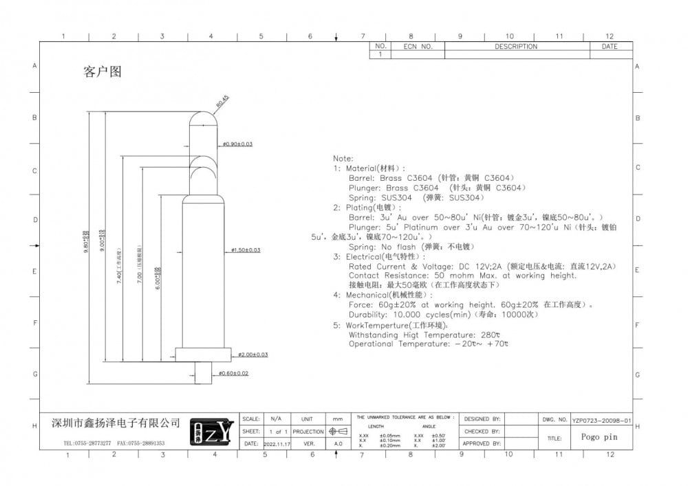 YZP0723-20098-01 specification page 3