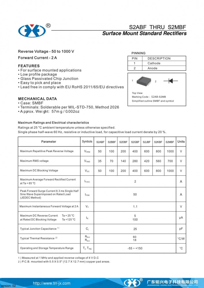 JUXING S2MBF datasheet page 1