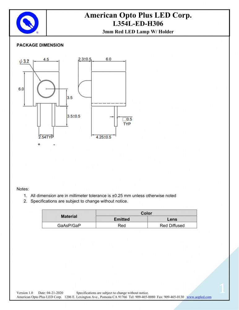 L354L-ED-H306 datasheet page 1