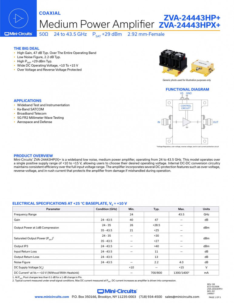 ZVA-24443HP+ datasheet page 1