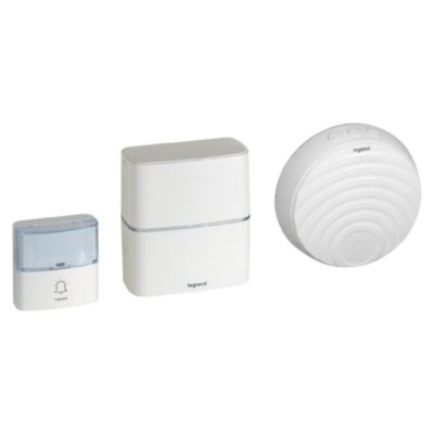 Standard radio kit, wireless chime and doorbell, white, radio operating range 50m and 32 melodies