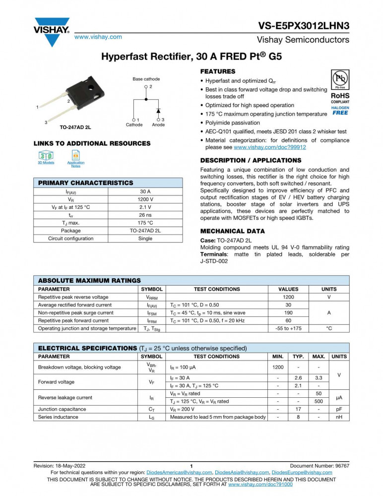 VS-E5PX3012LHN3 datasheet page 1