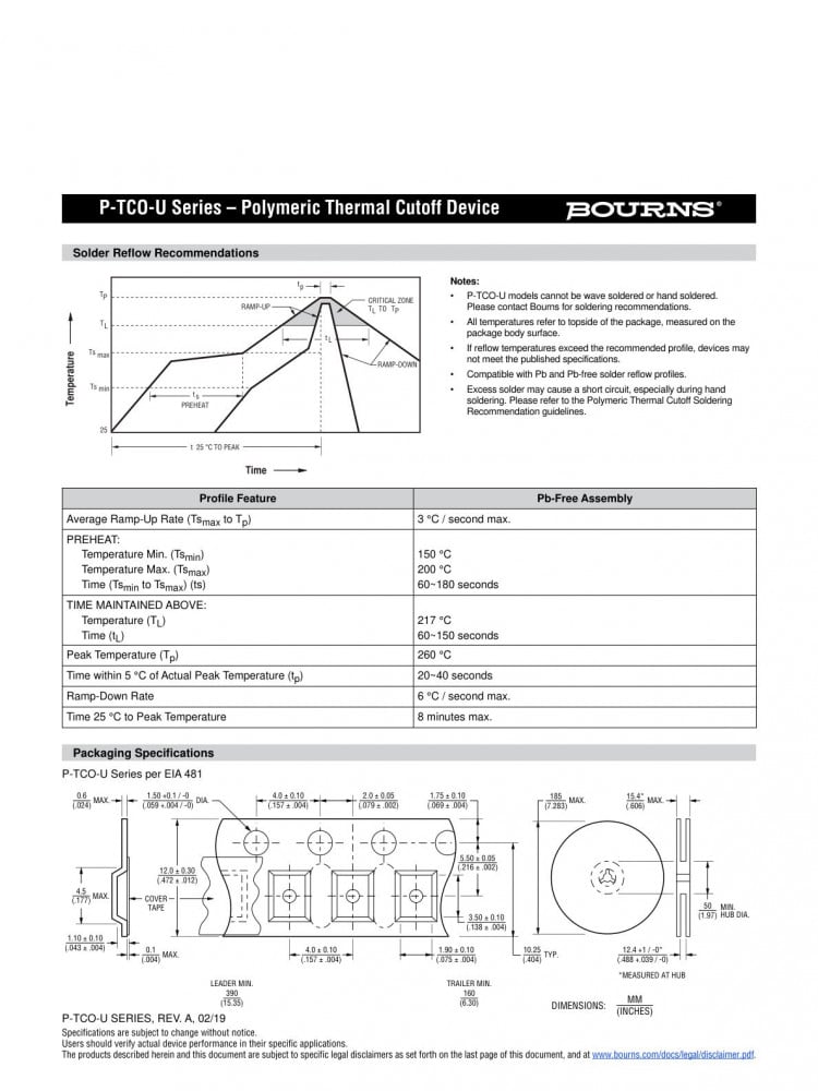 BOURNS P-TCO-U series datasheet page 3
