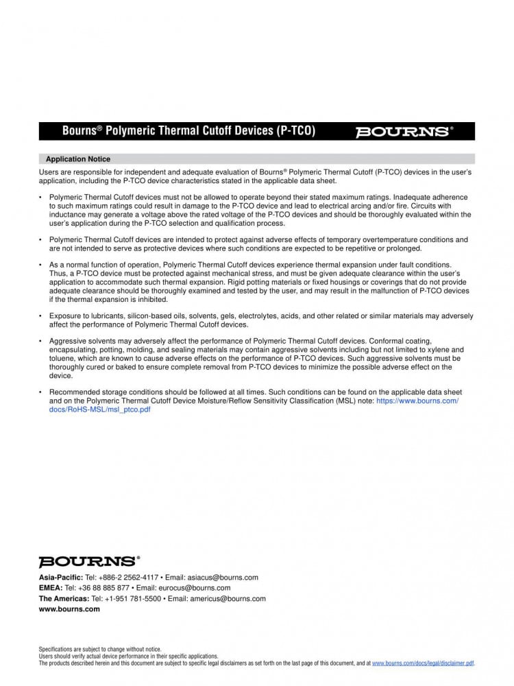 BOURNS P-TCO-U series datasheet page 4