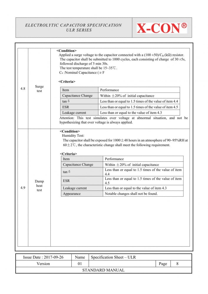 ULR specification sheet page 9