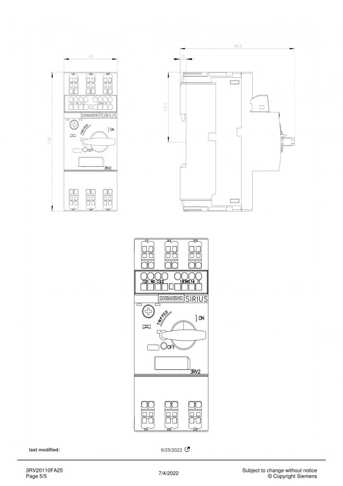 3RV20110FA25 datasheet page 5