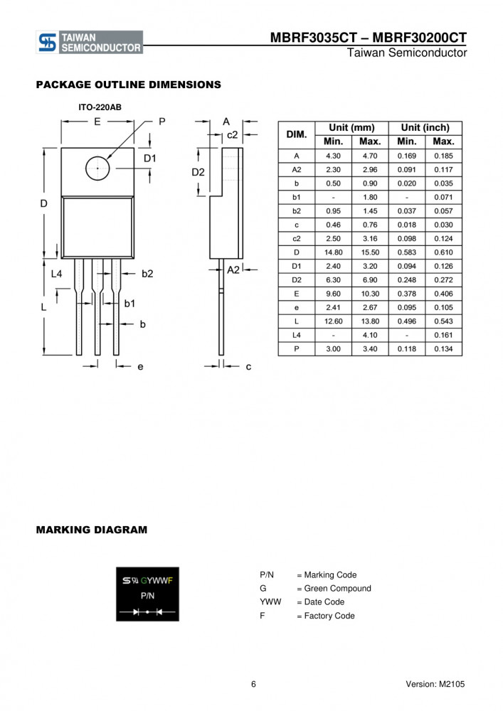 Taiwan Semiconductor MBRF3045CT datasheet page 6