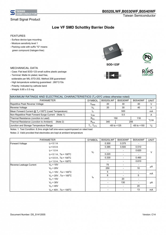 B0520LWF technical document page 1