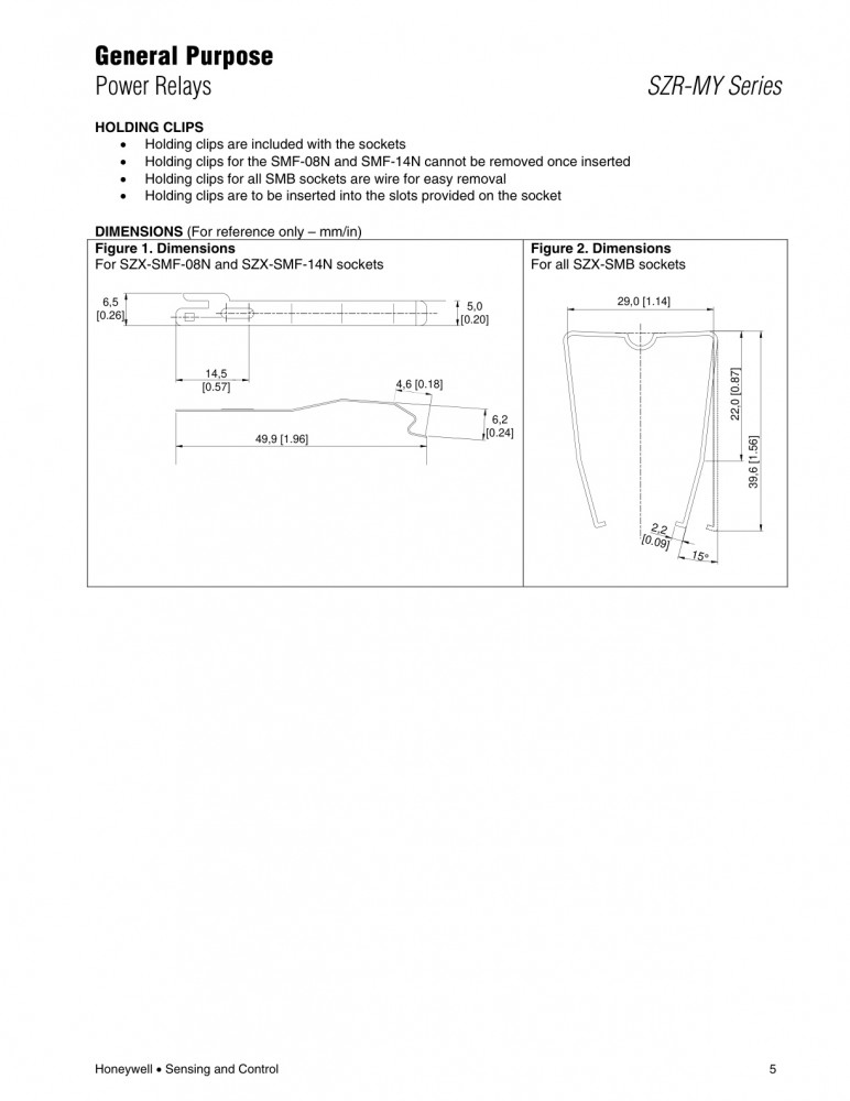 Honeywell SZR-MY Series datasheet page 5
