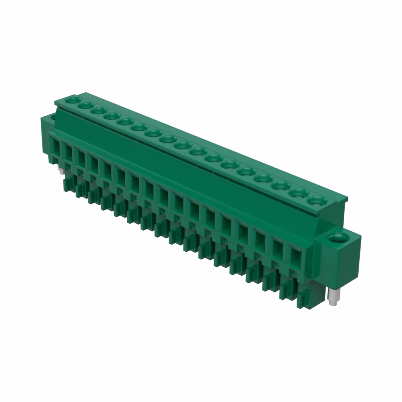 3.81mm Pitch Eurostyle Vertical Plug, with Retention Screws, Front Wire Entry, Green Housing, Gold (Au) Plated, 17 Circuits for sale