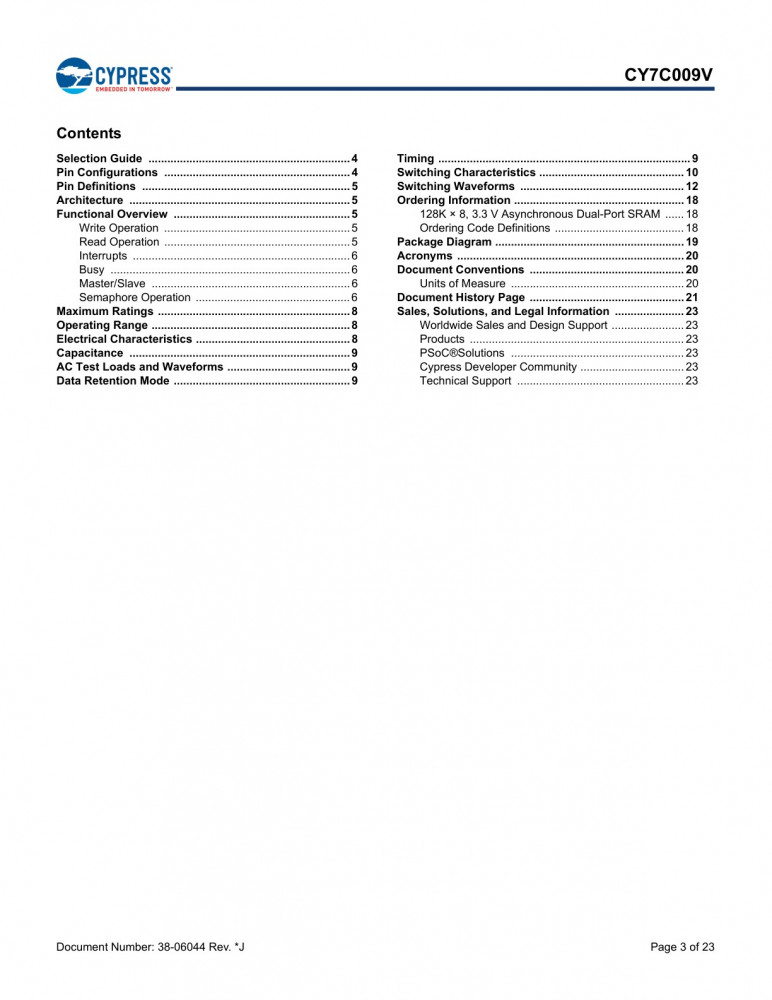 CY7C009V datasheet page 3