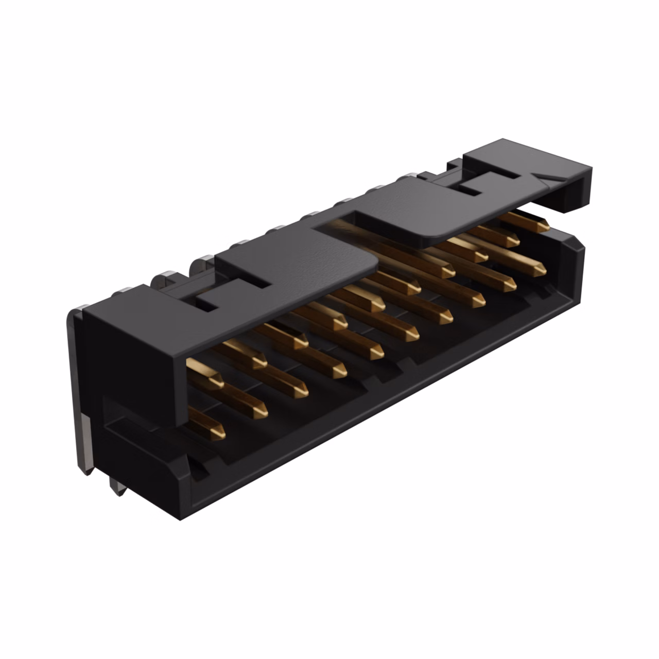 2.00mm Pitch, Milli-Grid PCB Header, Dual Row, Right-Angle, Through Hole, 20 Circuits, 0.05µm Gold (Au) Plating, 3.00mm Tail Length, Dual Side Slots, Dual Friction Locks, Center Polarization, Tube