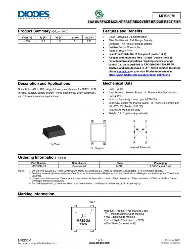MRS30M datasheet page 1