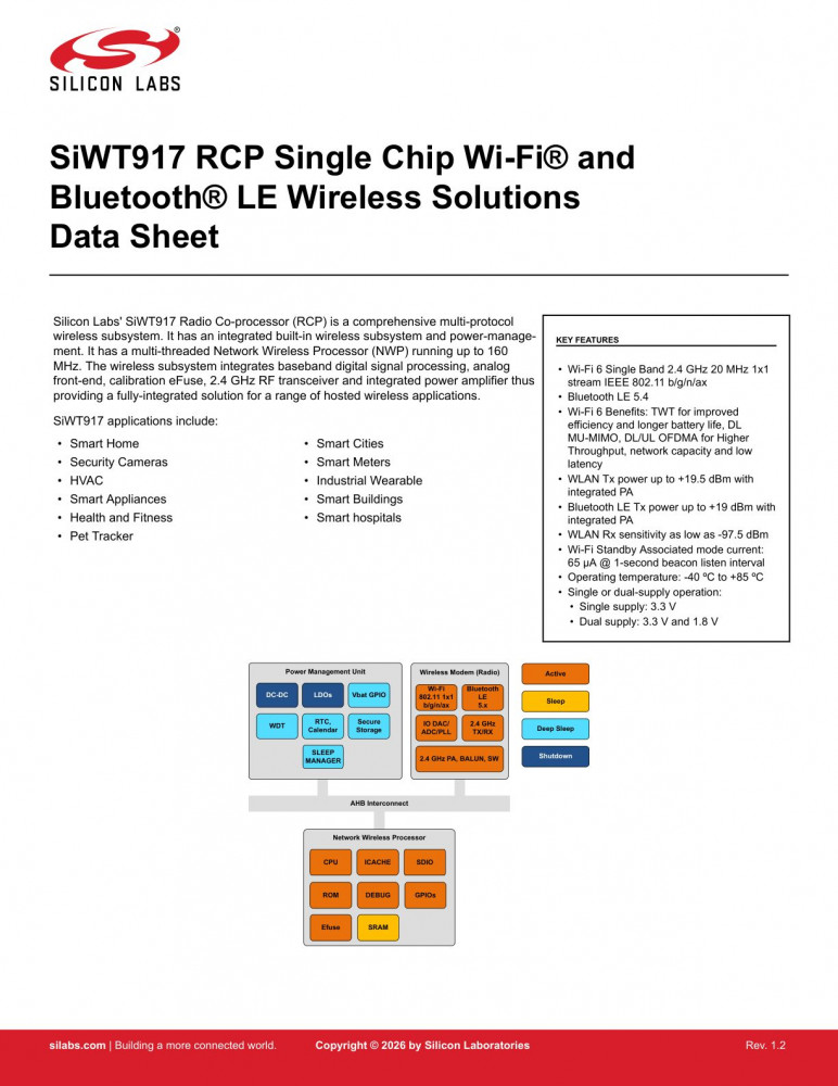 SiWT917 datasheet page 1