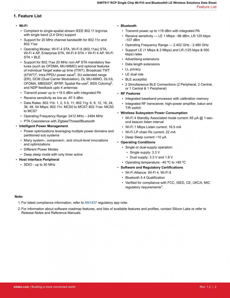 SiWT917 datasheet page 2