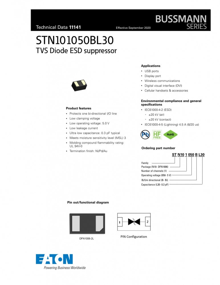 STN101050BL30 datasheet page 1
