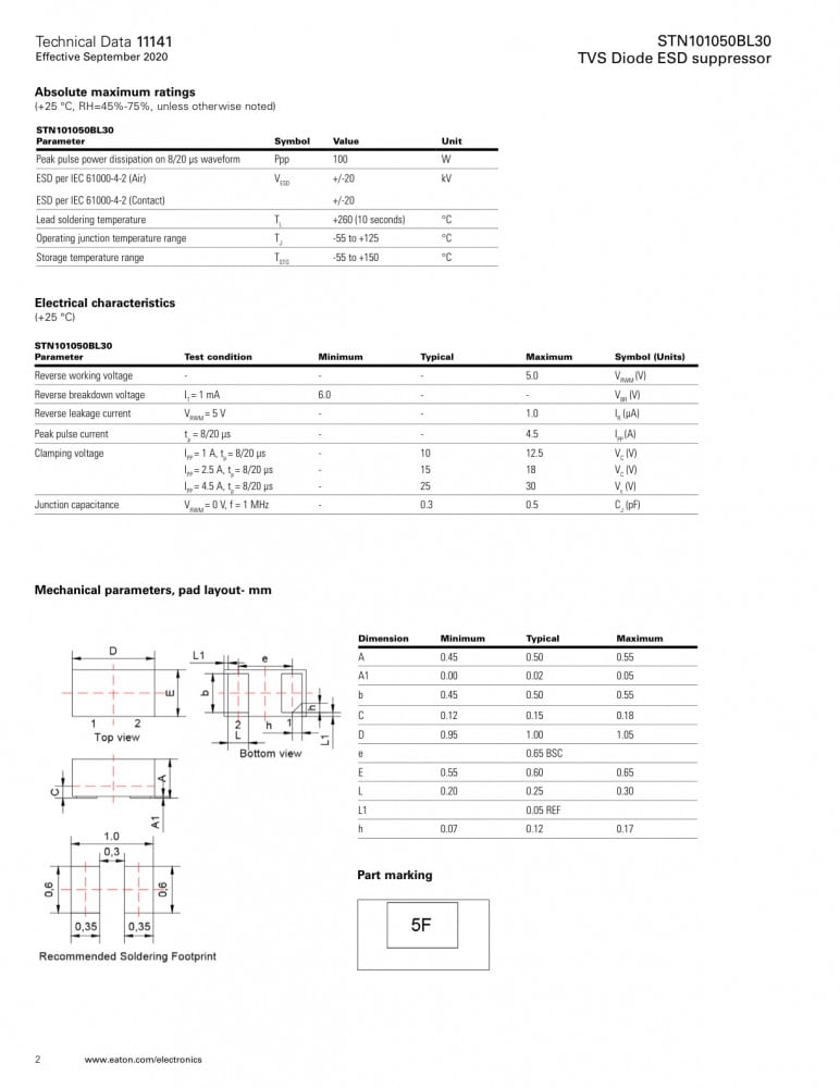 STN101050BL30 datasheet page 2