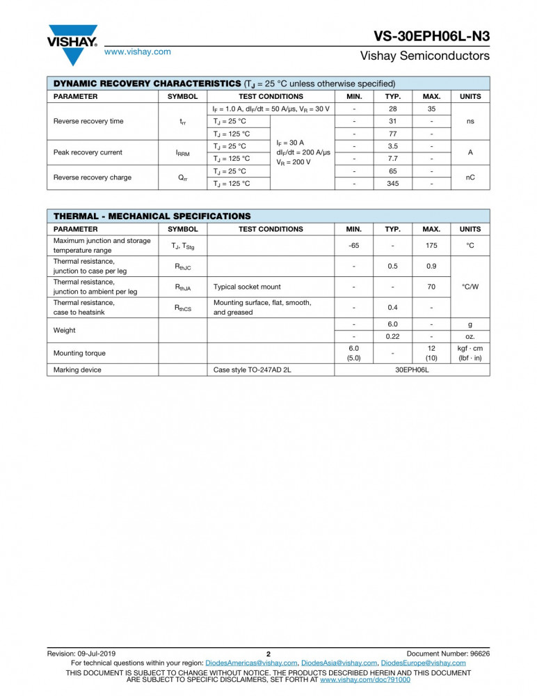 VS-30EPH06L-N3 datasheet page 2