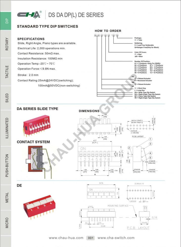 Cha DS-12 DIP switch technical document page 1