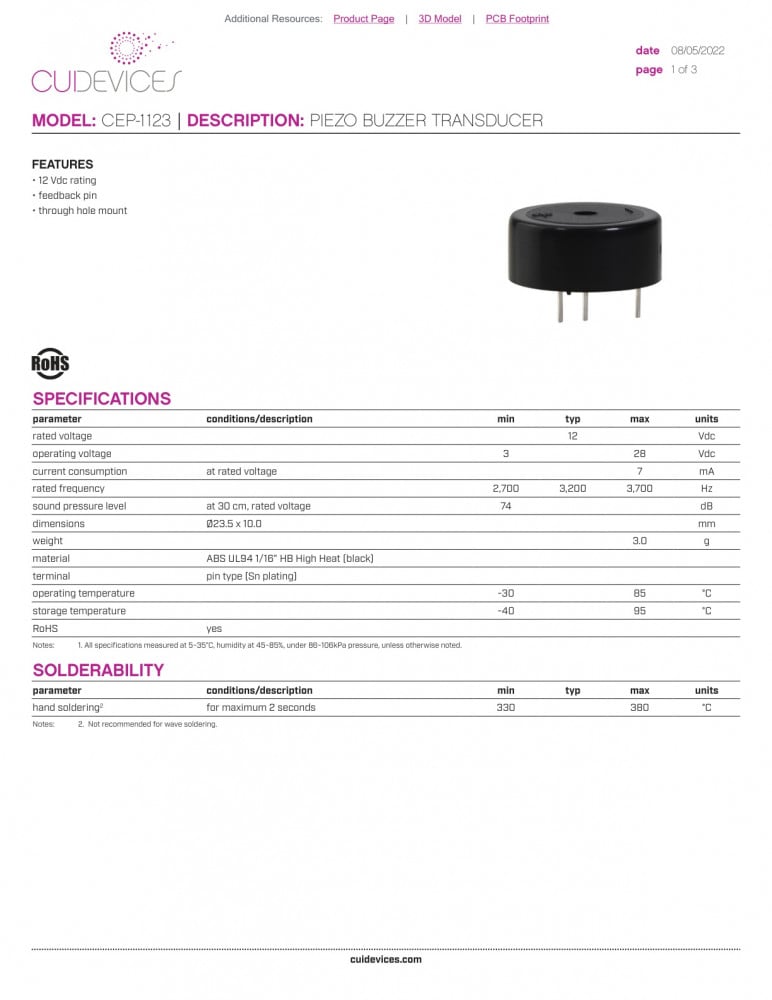 CEP-1123 datasheet page 1