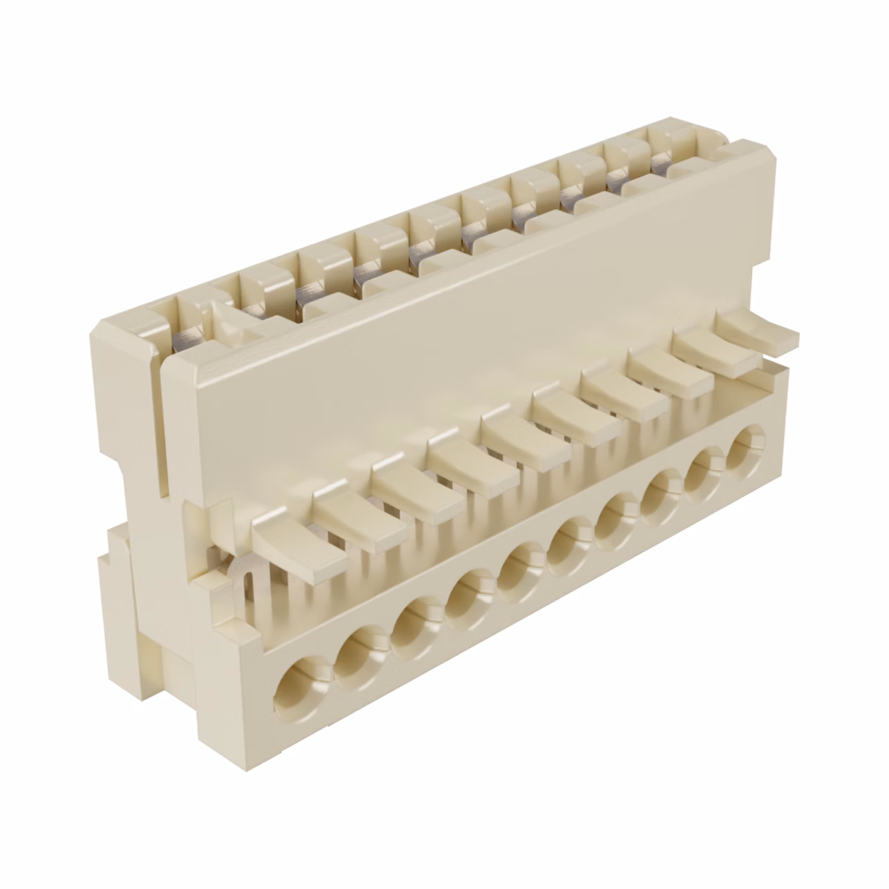 Appli-Mate RAST 2.5 Connector, 2.50mm Pitch, Female, 10 Circuits, Polarizing Rib Between 8/9, 1 Closed and 1 Open Endwall, Tin Plating