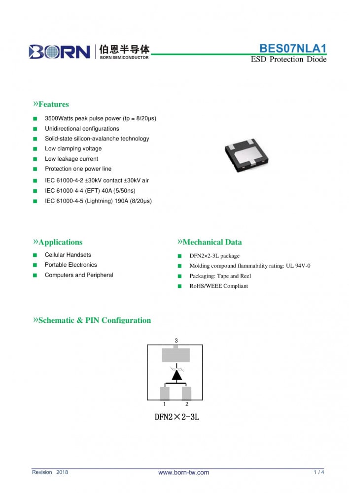 BES07NLA1 datasheet page 1