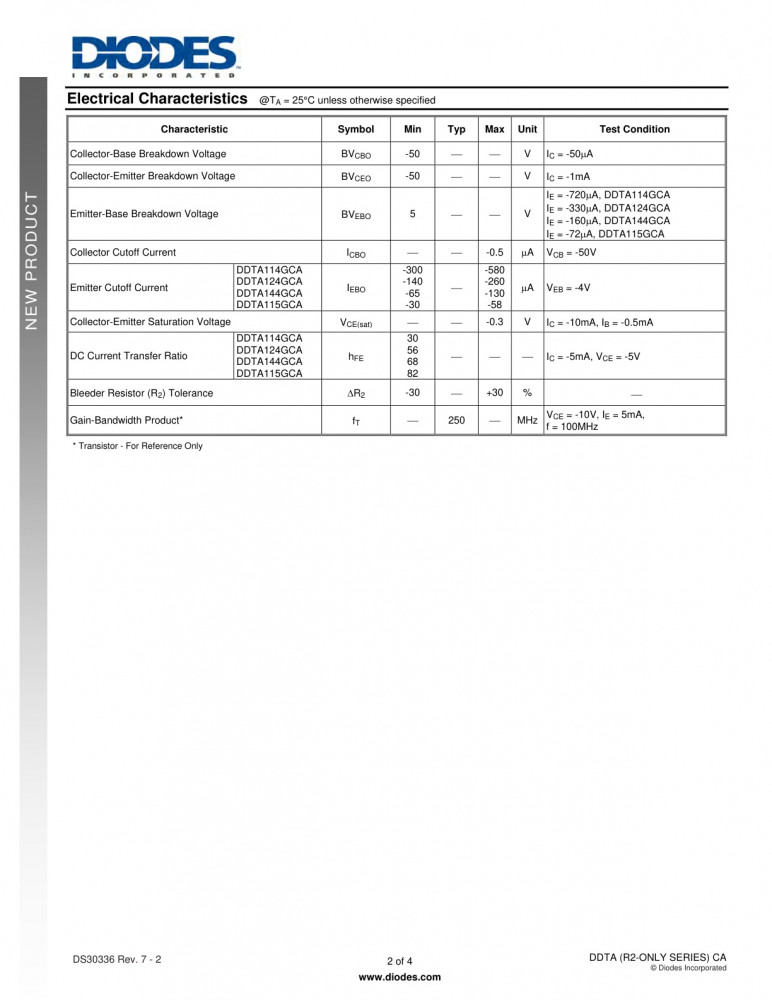 DDTA115GCA-7-F datasheet page 2