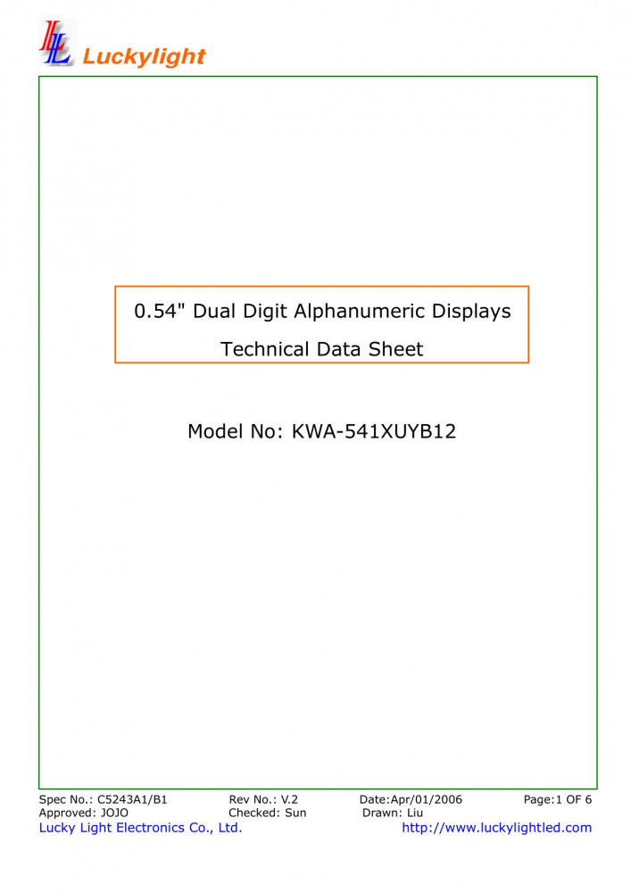 Model 2158 datasheet page 1