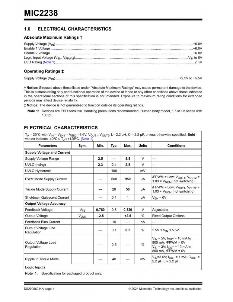 MIC2238 datasheet page 4