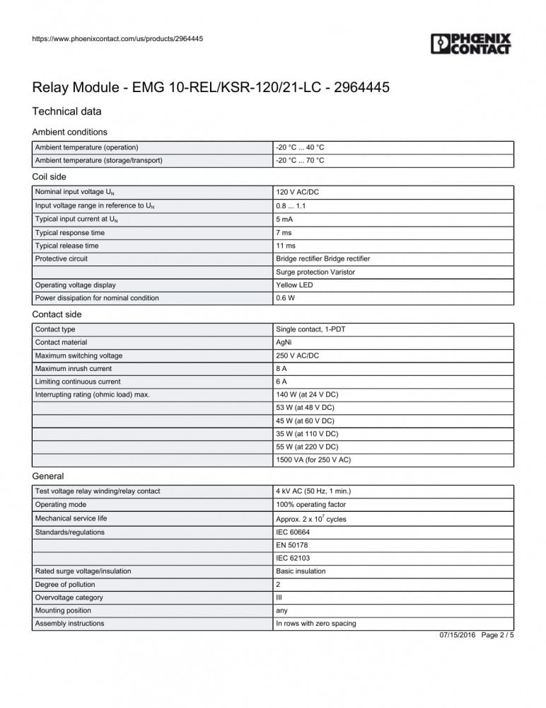Phoenix Contact 2964445 technical document page 2
